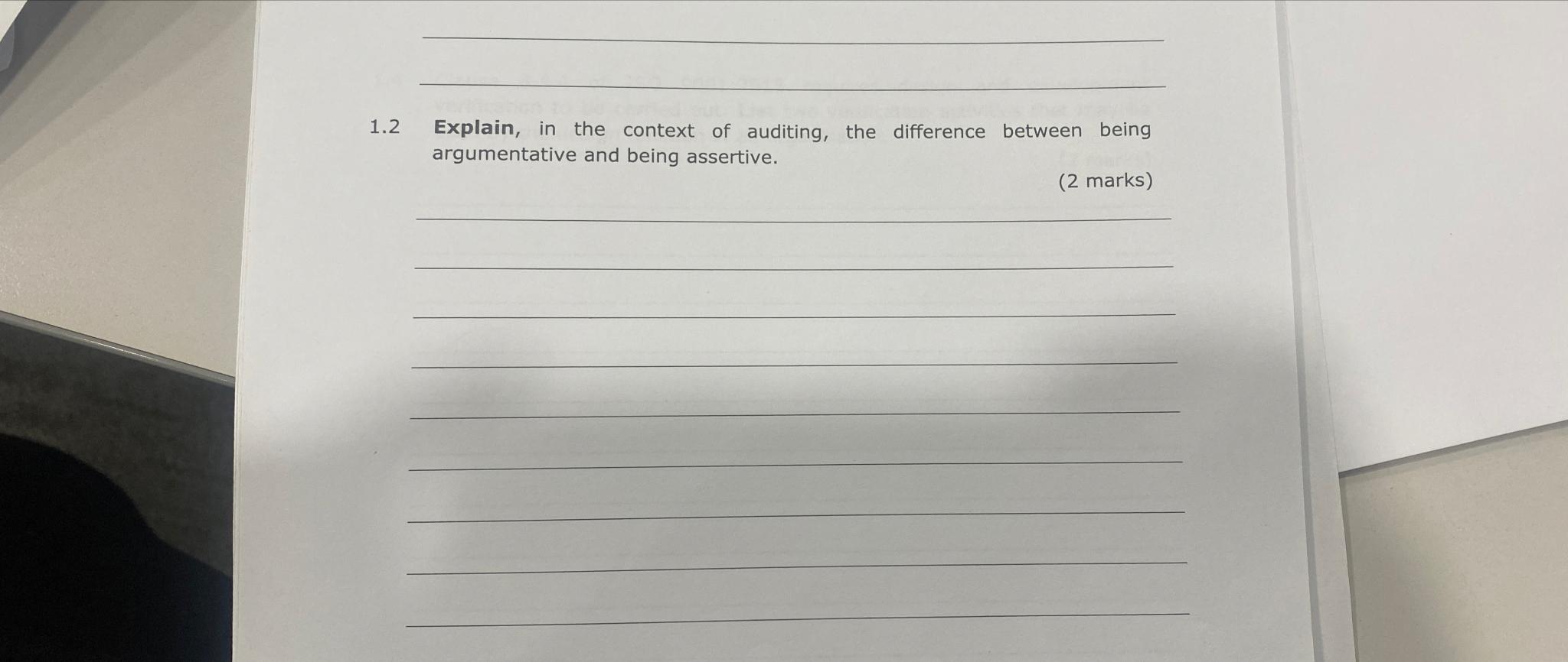 Solved 1.2 ﻿Explain, in the context of auditing, the | Chegg.com