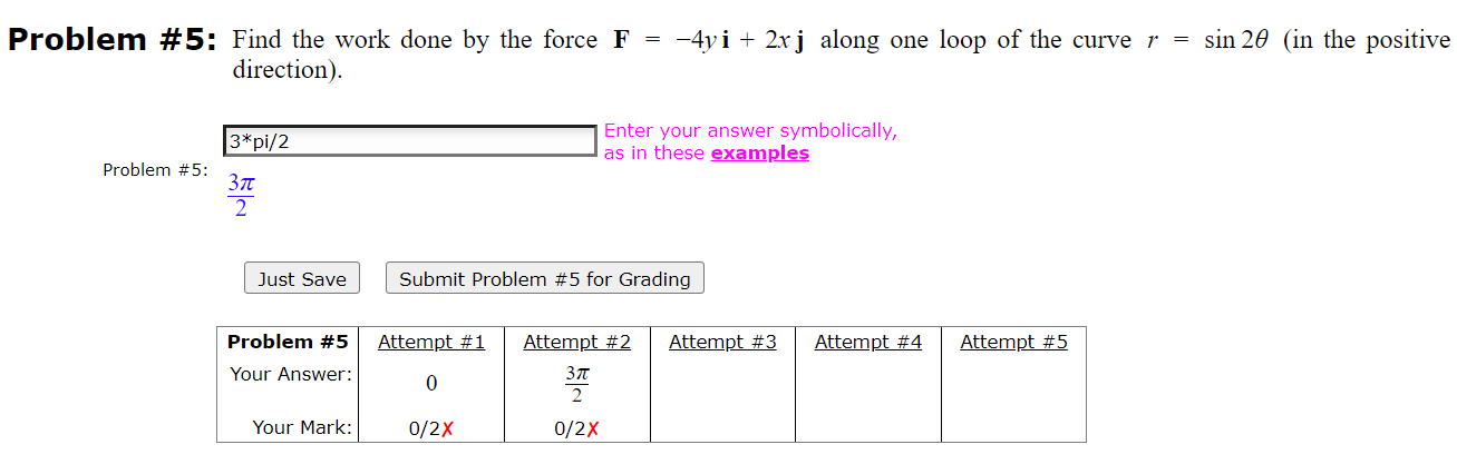 Solved Problem # 5: Find the work done by the force | Chegg.com