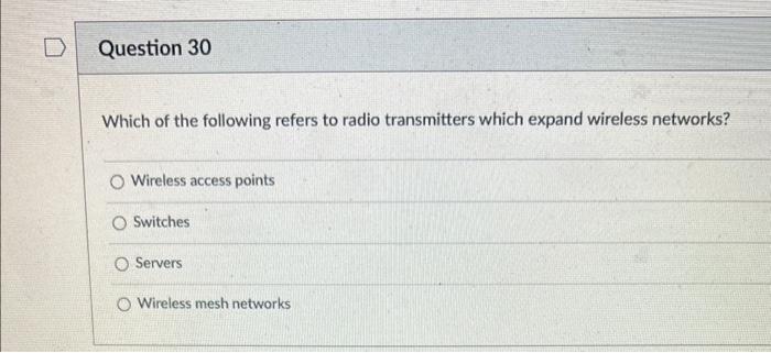 Solved Which of the following refers to radio transmitters | Chegg.com