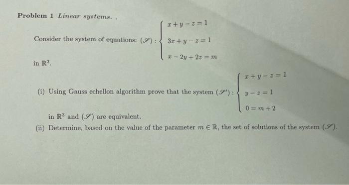 Solved Problem 1 Linear systems. . Consider the system of | Chegg.com
