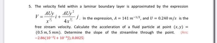 Solved 5. The velocity field within a laminar boundary layer | Chegg.com