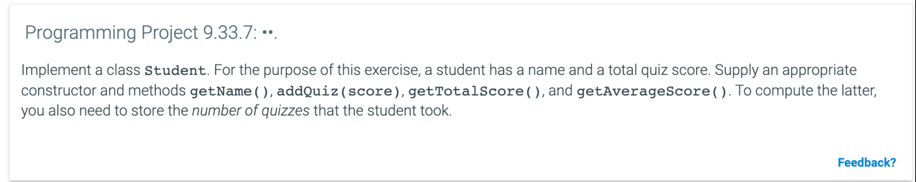Solved Programming Project 9.33.7: *・.Implement a class | Chegg.com