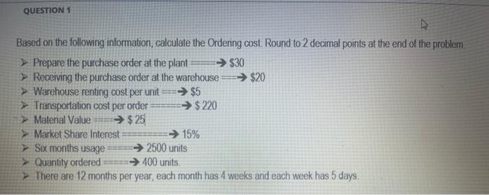 Solved Based on the following information, calculate the | Chegg.com