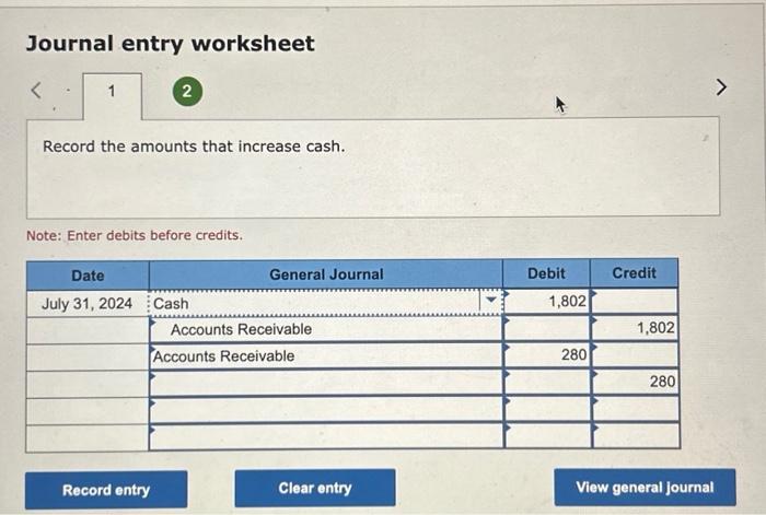 Solved Journal entry worksheet Note: Enter debits before | Chegg.com