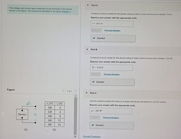 Solved The volage and curnent were measured at the lerminals | Chegg.com