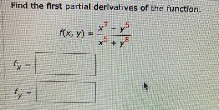 Solved Find the first partial derivatives of the function. | Chegg.com