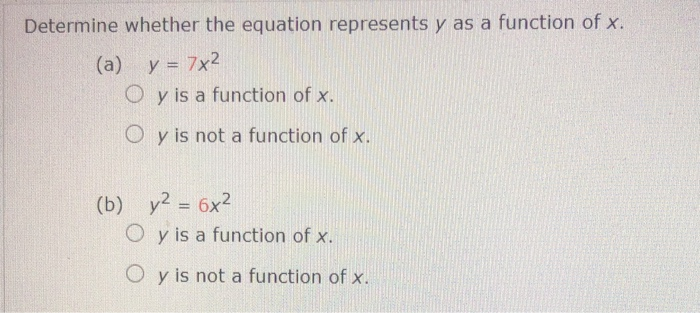 Solved Determine Whether The Equation Represents Y As A
