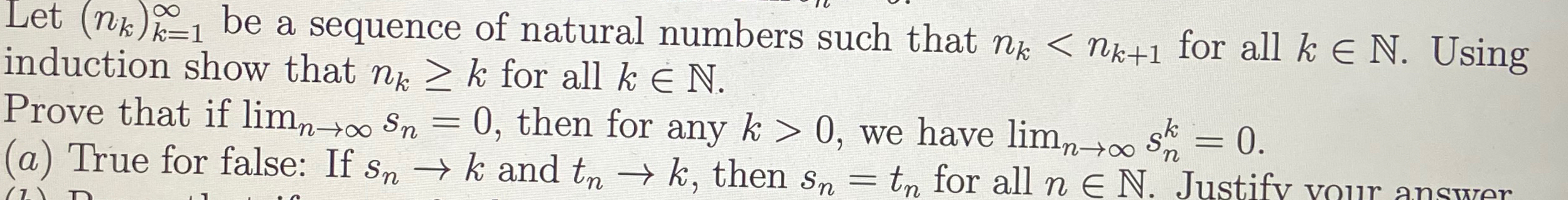 Solved Let (nk)k=1∞ ﻿be a sequence of natural numbers such | Chegg.com
