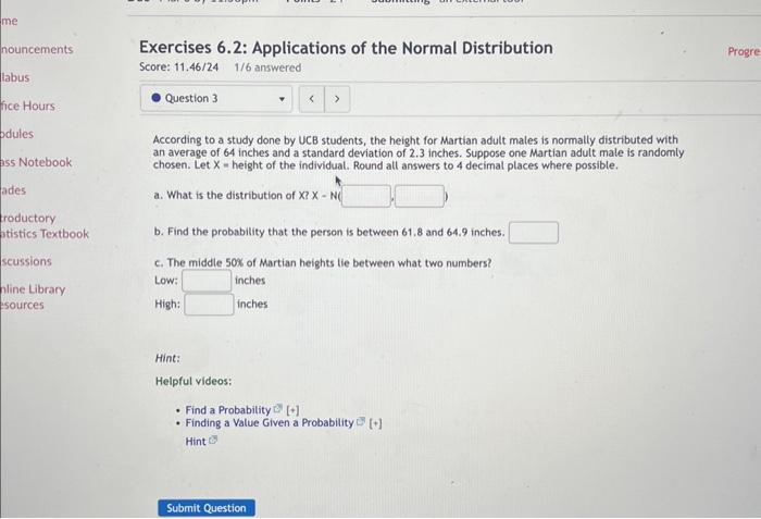 Solved Exercises 6.2: Applications of the Normal | Chegg.com
