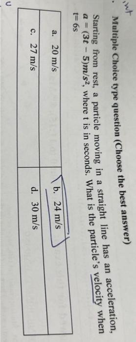 Solved Multiple Choice type question (Choose the best | Chegg.com
