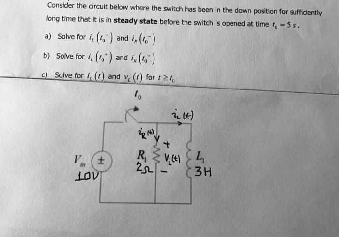 Solved Consider the circuit below where the switch has been | Chegg.com