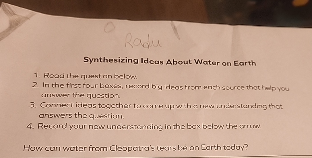 Solved Synthesizing Ideas About Water on EarthRead the | Chegg.com