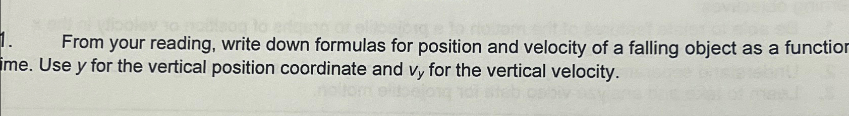 Solved From your reading, write down formulas for position | Chegg.com