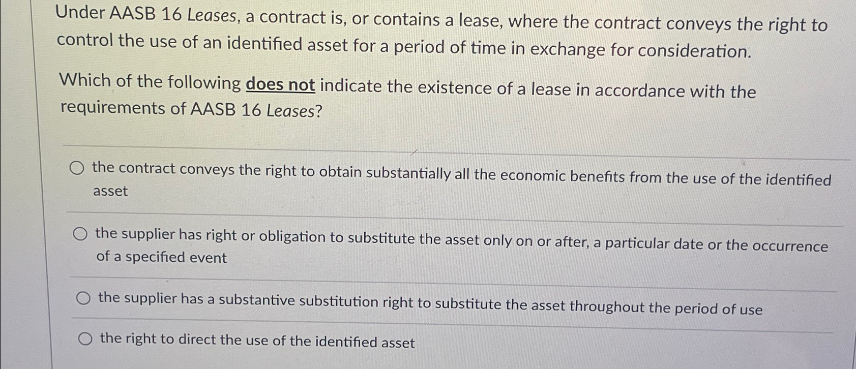 Solved Under AASB 16 ﻿Leases, a contract is, ﻿or contains a | Chegg.com