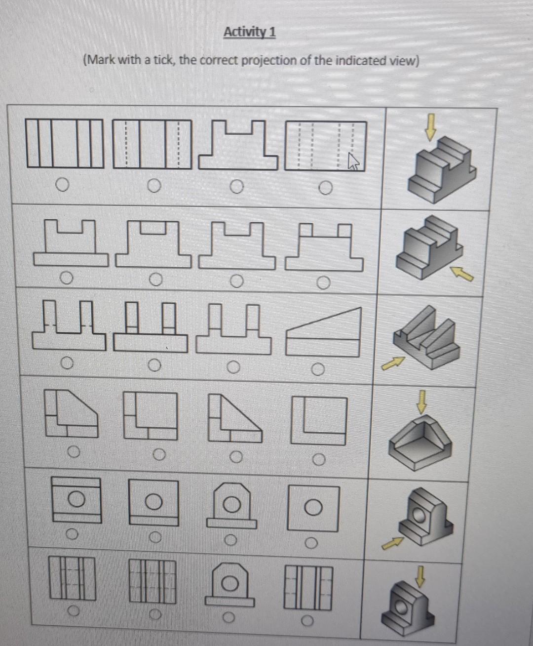 Solved Activity 1 (Mark with a tick, the correct projection | Chegg.com