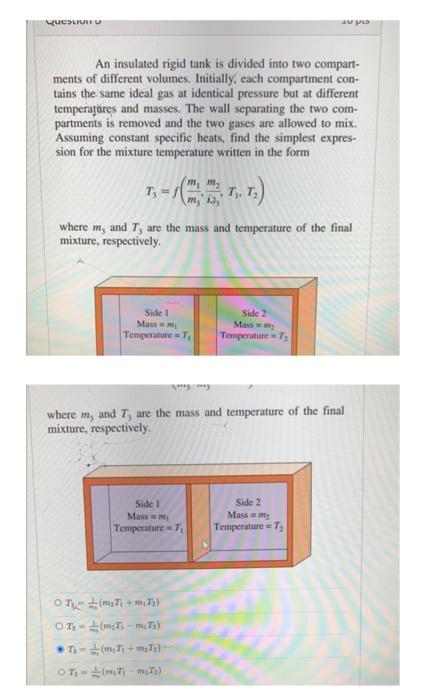 Solved An insulated rigid tank is divided into two | Chegg.com