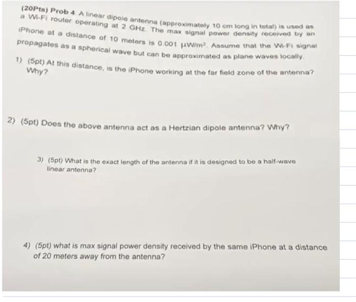 Solved A linear dipole antenna (approximately 10 cm long in | Chegg.com