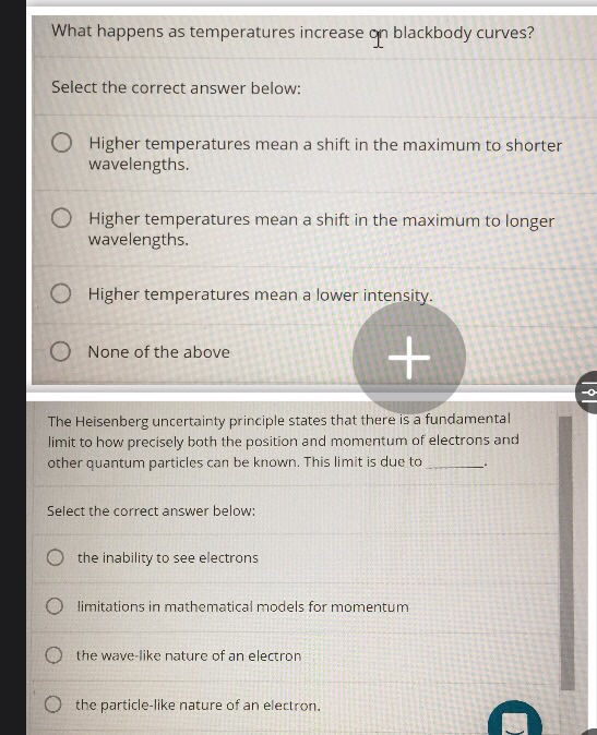 Solved What happens as temperatures increase on blackbody | Chegg.com