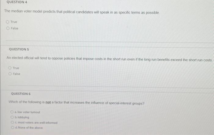 Solved The median voter model predicts that political | Chegg.com