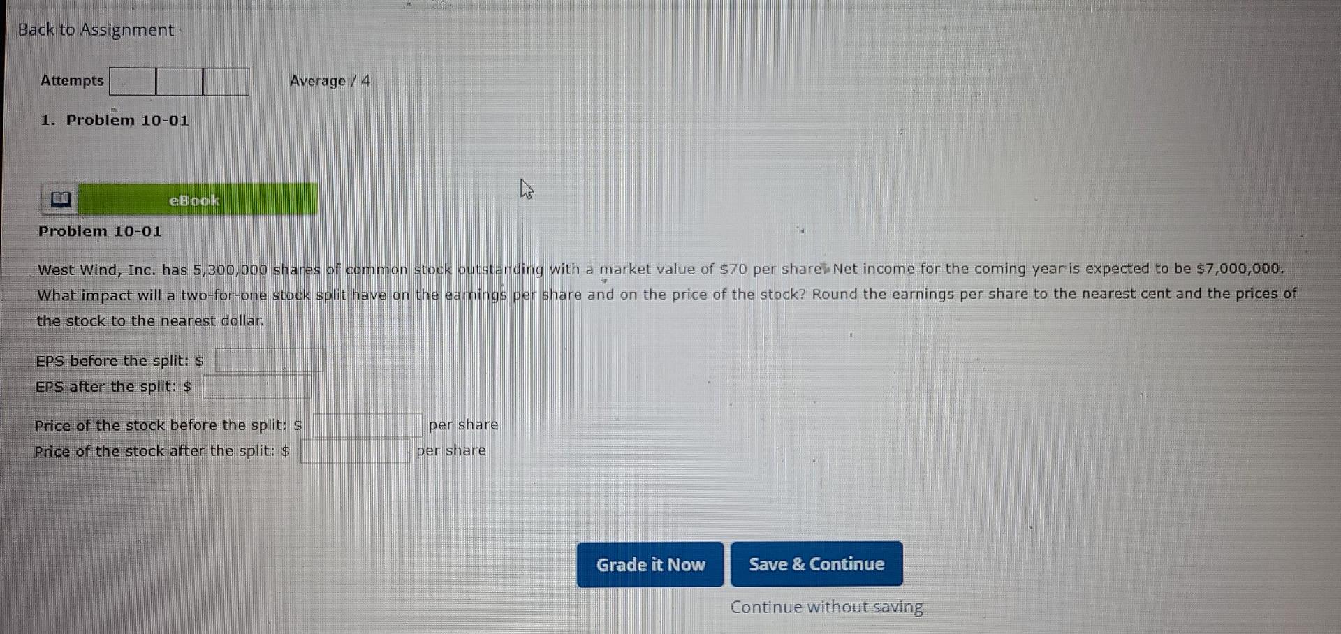 Solved Back to Assignment Attempts Average / 4 1. Problem | Chegg.com