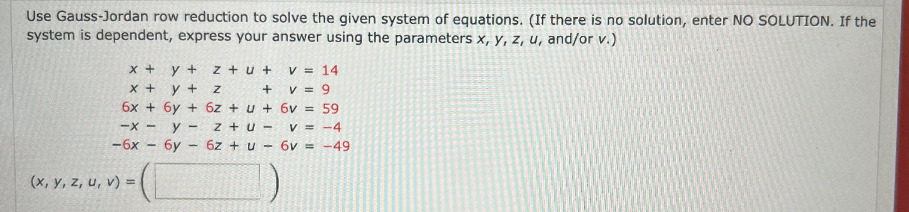Solved Use Gauss-Jordan row reduction to solve the given | Chegg.com
