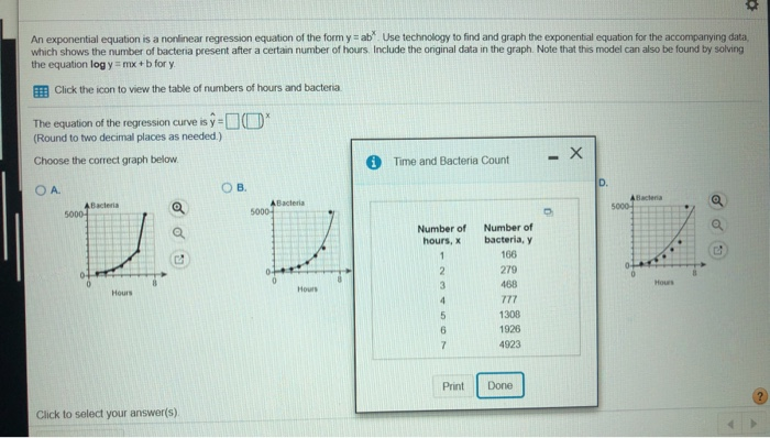 Solved An exponential equation is a nonlinear regression | Chegg.com