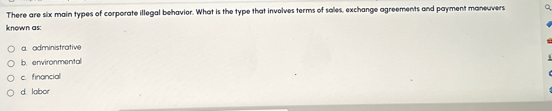Solved There are six main types of corporate illegal | Chegg.com