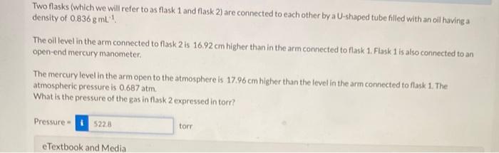 Solved Two flasks (which we will refer to as flask 1 and | Chegg.com