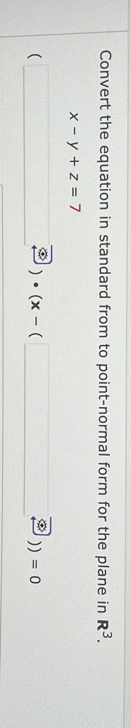 Solved Convert the equation in standard from to point-normal | Chegg.com