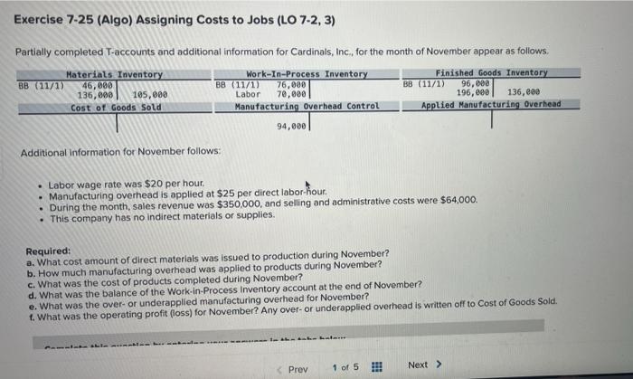 Solved Exercise 7-25 (Algo) Assigning Costs to Jobs (LO 7-2, | Chegg.com