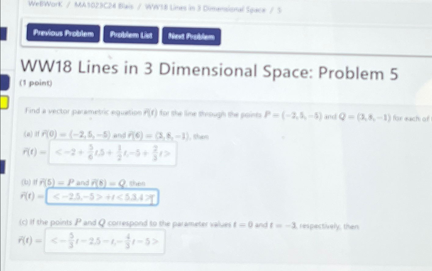 WW18 ﻿Lines in 3 ﻿Dimensional Space: Problem 5(1) | Chegg.com