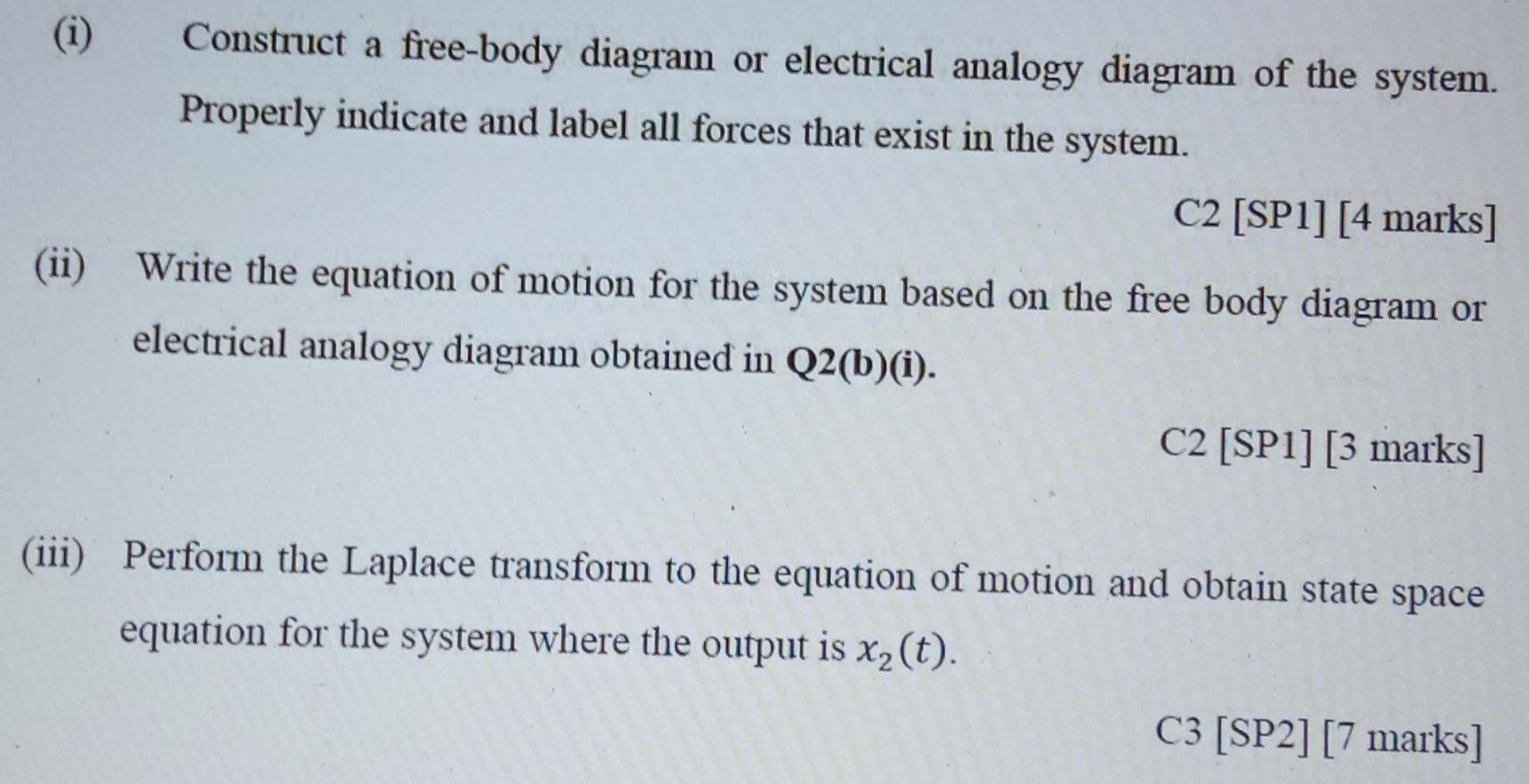 Solved (b) A translational mechanical control system is as | Chegg.com