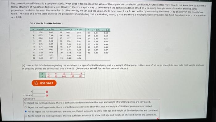 Solved The correlation coefficient ris a sample statistic. | Chegg.com