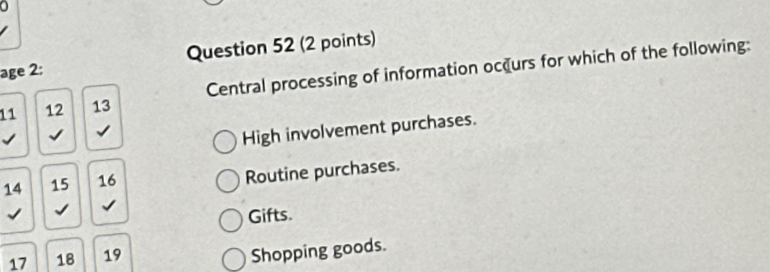 Solved Question 52 (2 ﻿points)Central processing of | Chegg.com