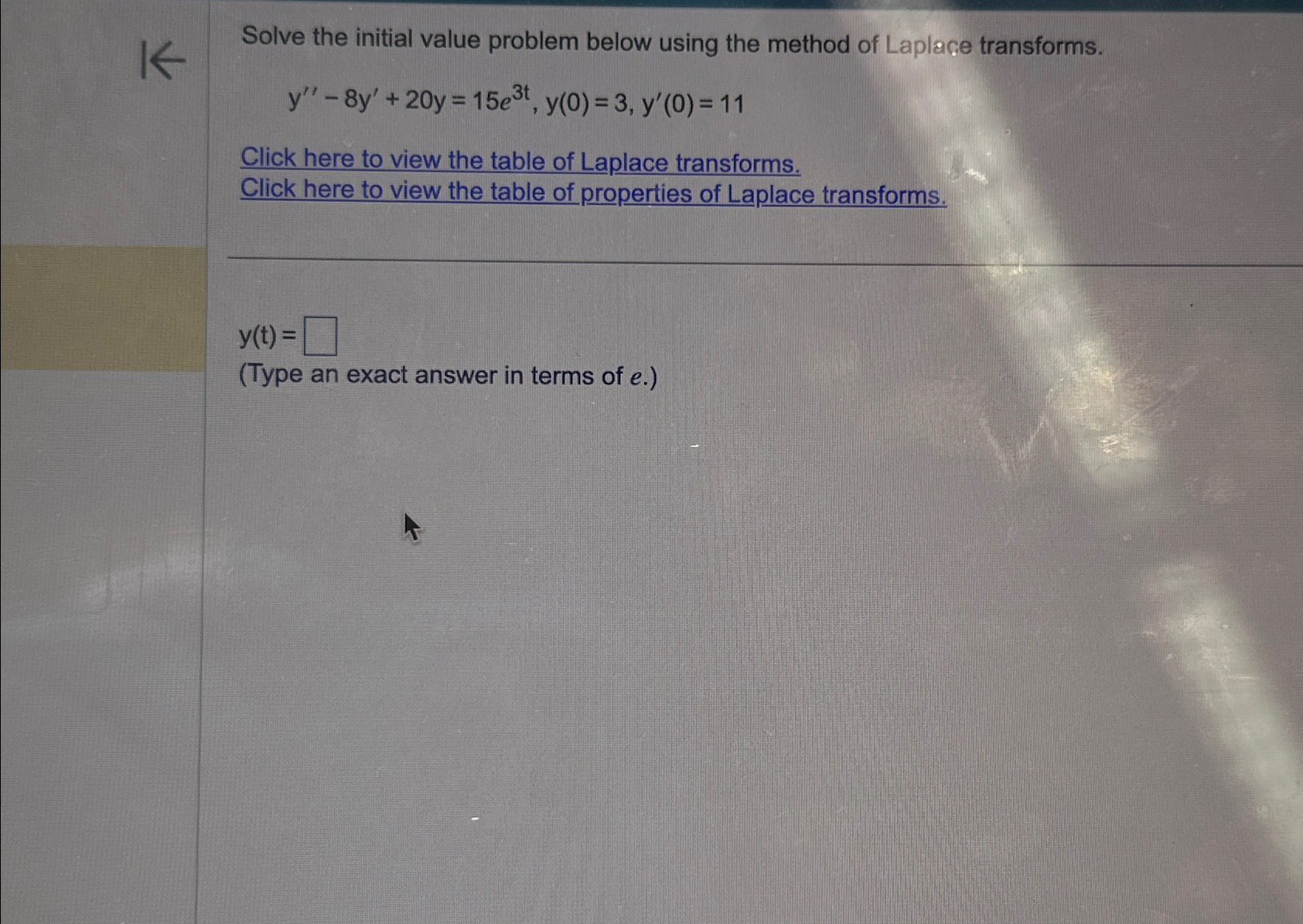 Solved Solve the initial value problem below using the | Chegg.com