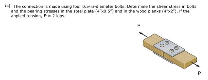 Solved find shear stress in bolts and bearing stress in | Chegg.com