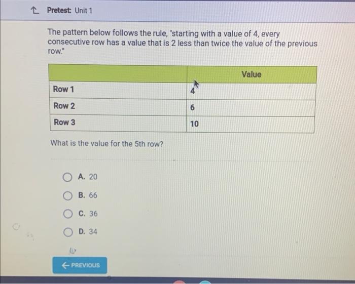 Solved 2 Pretest: Unit 1 The pattern below follows the rule, | Chegg.com