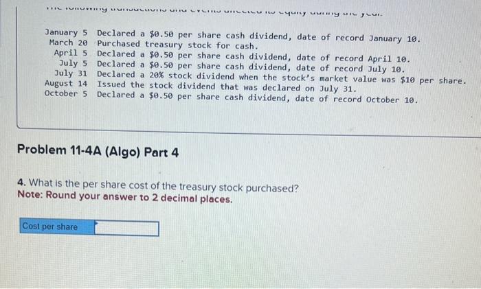 Solved Problem 11-4A (Algo) Analyzing changes in | Chegg.com