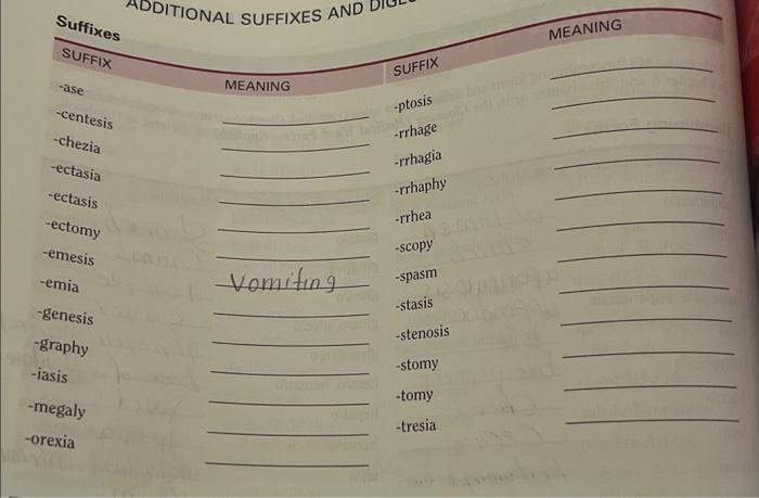 Solved ADDITIONAL SUFFIXES AND DIUL | Chegg.com