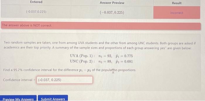 Solved Two random samples are taken, one from among UVA | Chegg.com