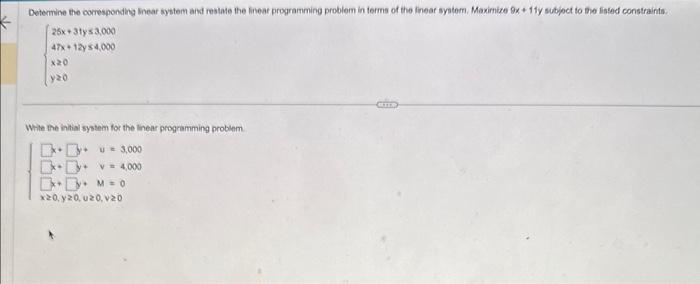 Solved Determine the corresponding Inear kystem and restate | Chegg.com