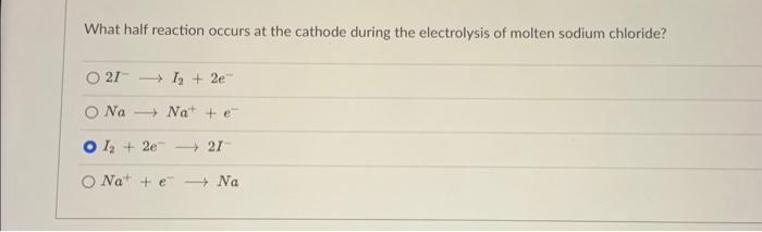 Solved What half reaction occurs at the cathode during the | Chegg.com