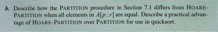 Solved 7-1 Hoare partition correctness The version of | Chegg.com