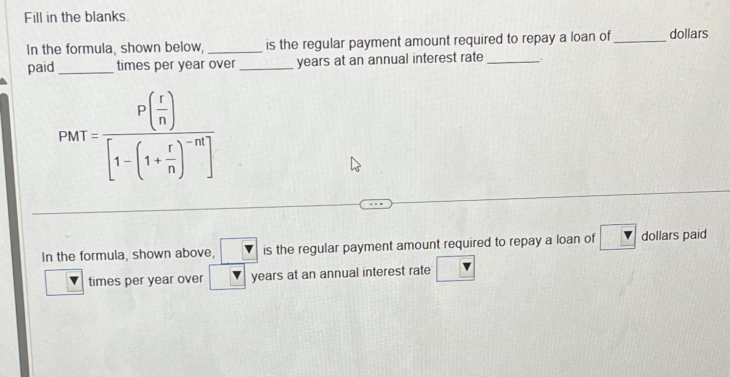 Solved Fill in the blanks.In the formula, shown below is the | Chegg.com