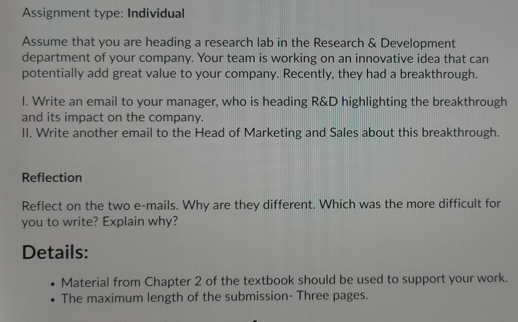 Solved Assignment type: Individual Assume that you are | Chegg.com