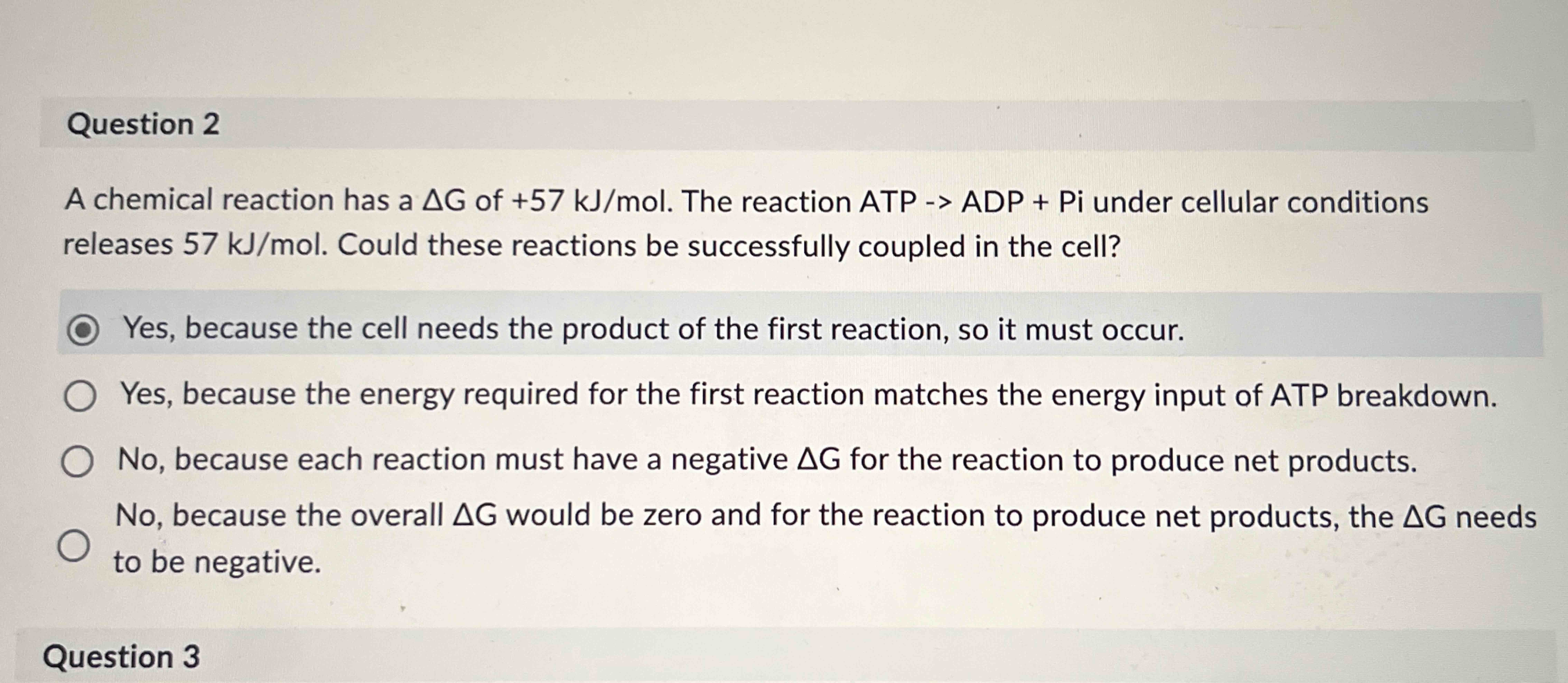 Solved Question 2A chemical reaction has a \( \Delta | Chegg.com