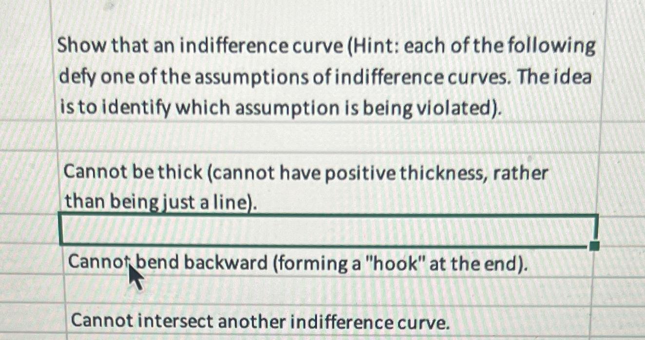 Solved Show that an indifference curve (Hint: each of the | Chegg.com