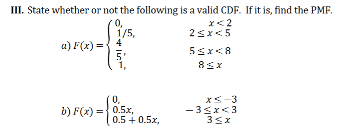 Solved III. State whether or ﻿not the following is ﻿a valid | Chegg.com