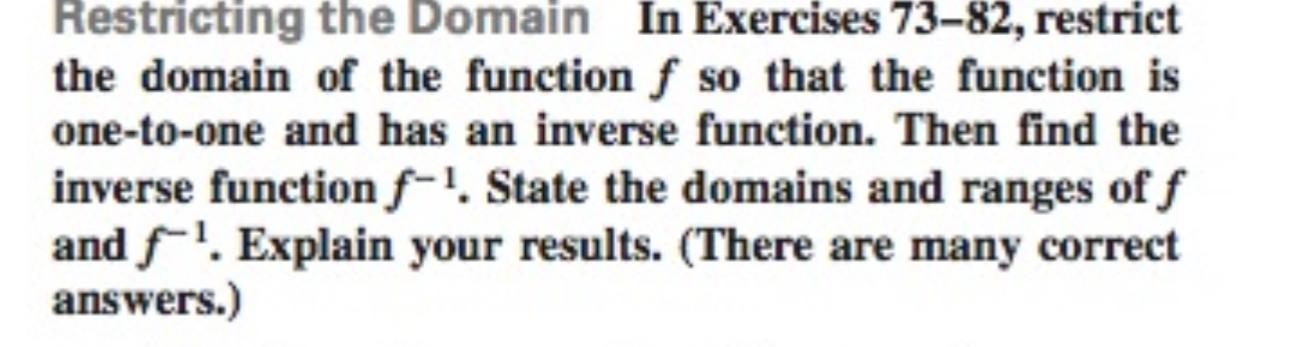 Solved Restricting the Domain In Exercises 73-82, ﻿restrict | Chegg.com