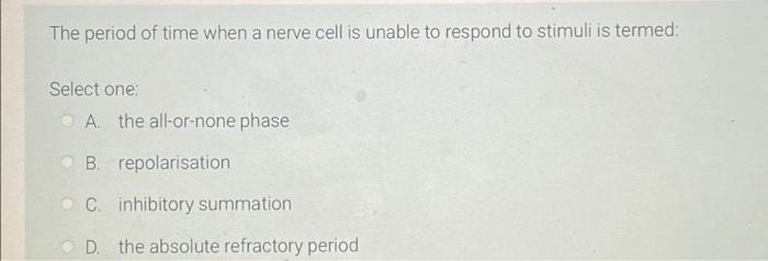 Solved Temporal summation involves: Select one: A. a single | Chegg.com
